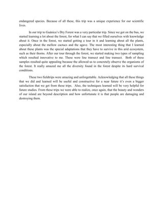 Reflection on forests study trips | PDF