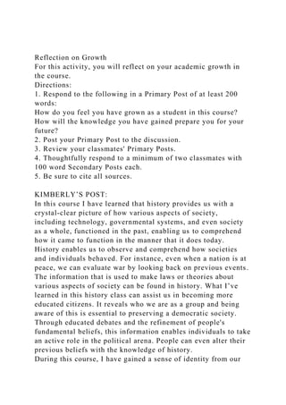 Reflection on GrowthFor this activity, you will reflect on your .docx