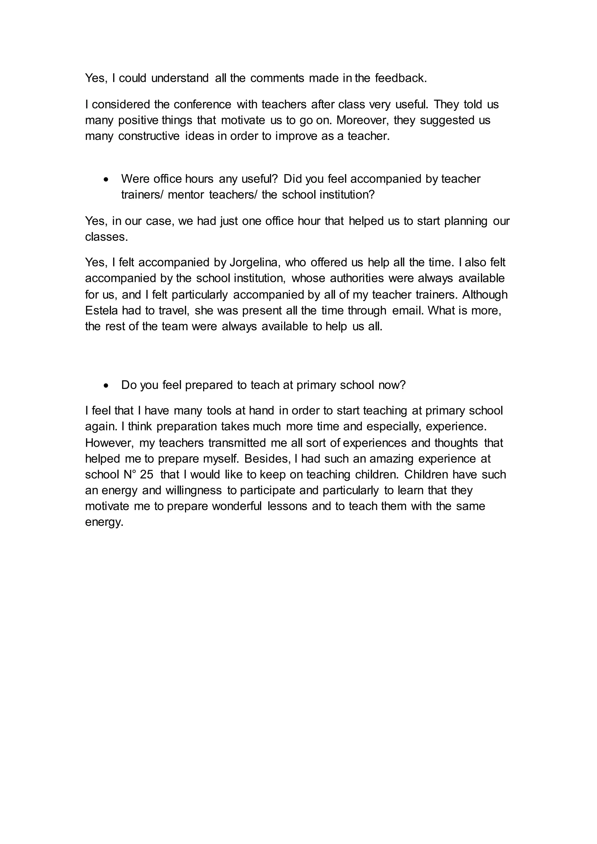 Reflection on my practicum experience pérez | DOCX