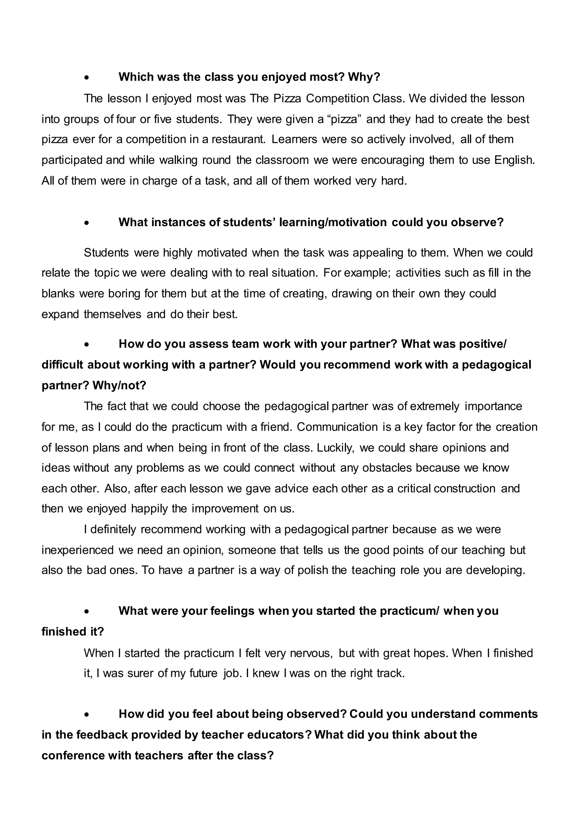 Reflection on my practicum experience agustina sarmiento | DOCX ...