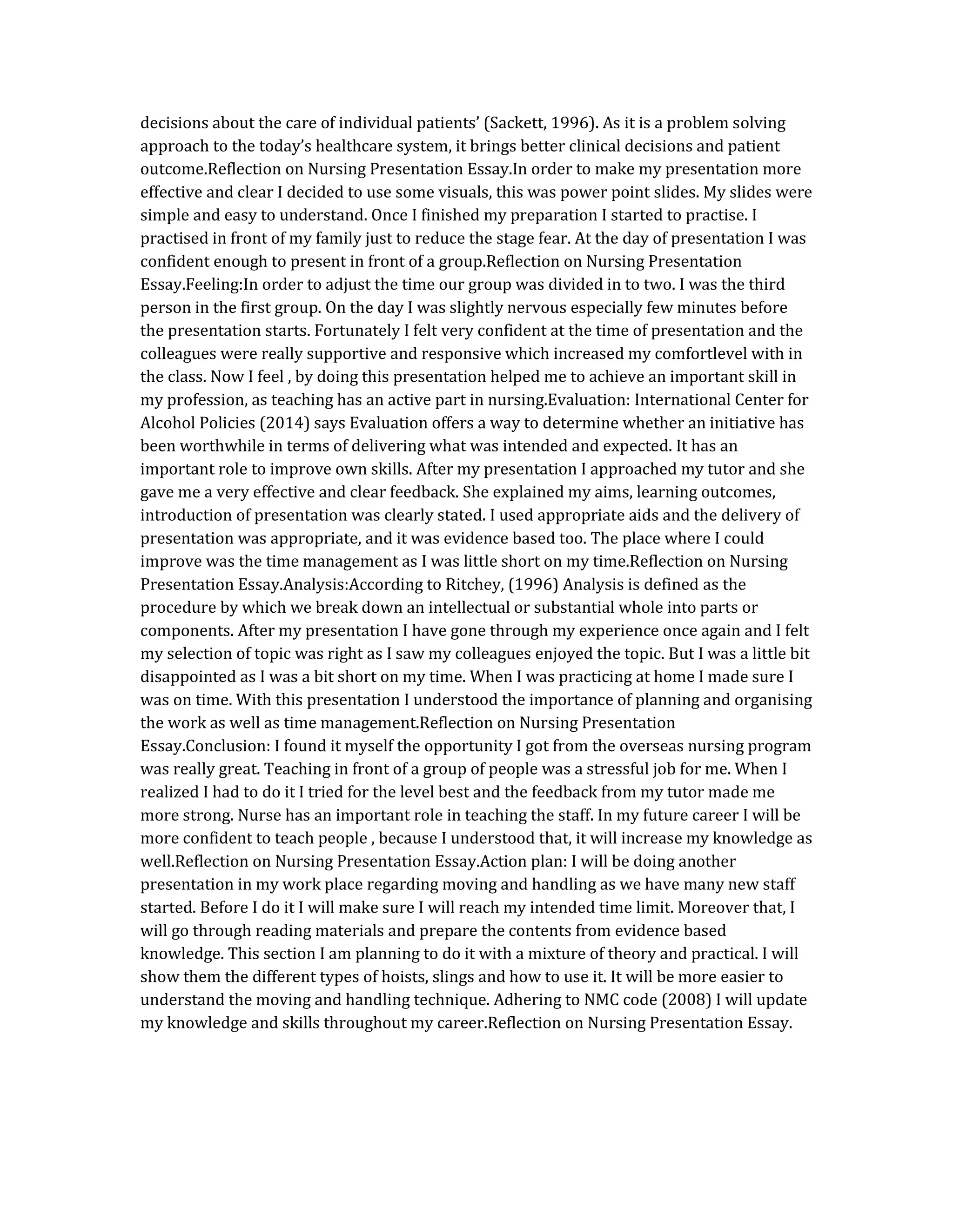 Reflection on Nursing Presentation.docx