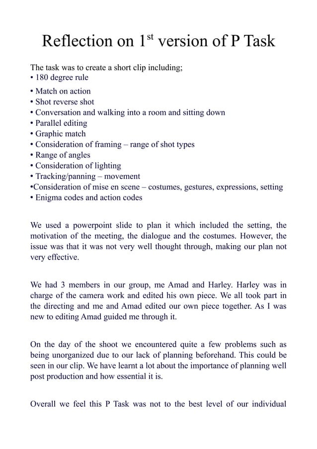 Reflection on p task | ODT