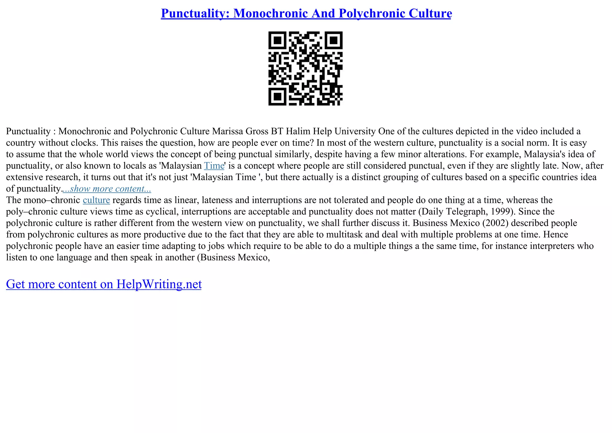 Reflection On Punctuality | PDF