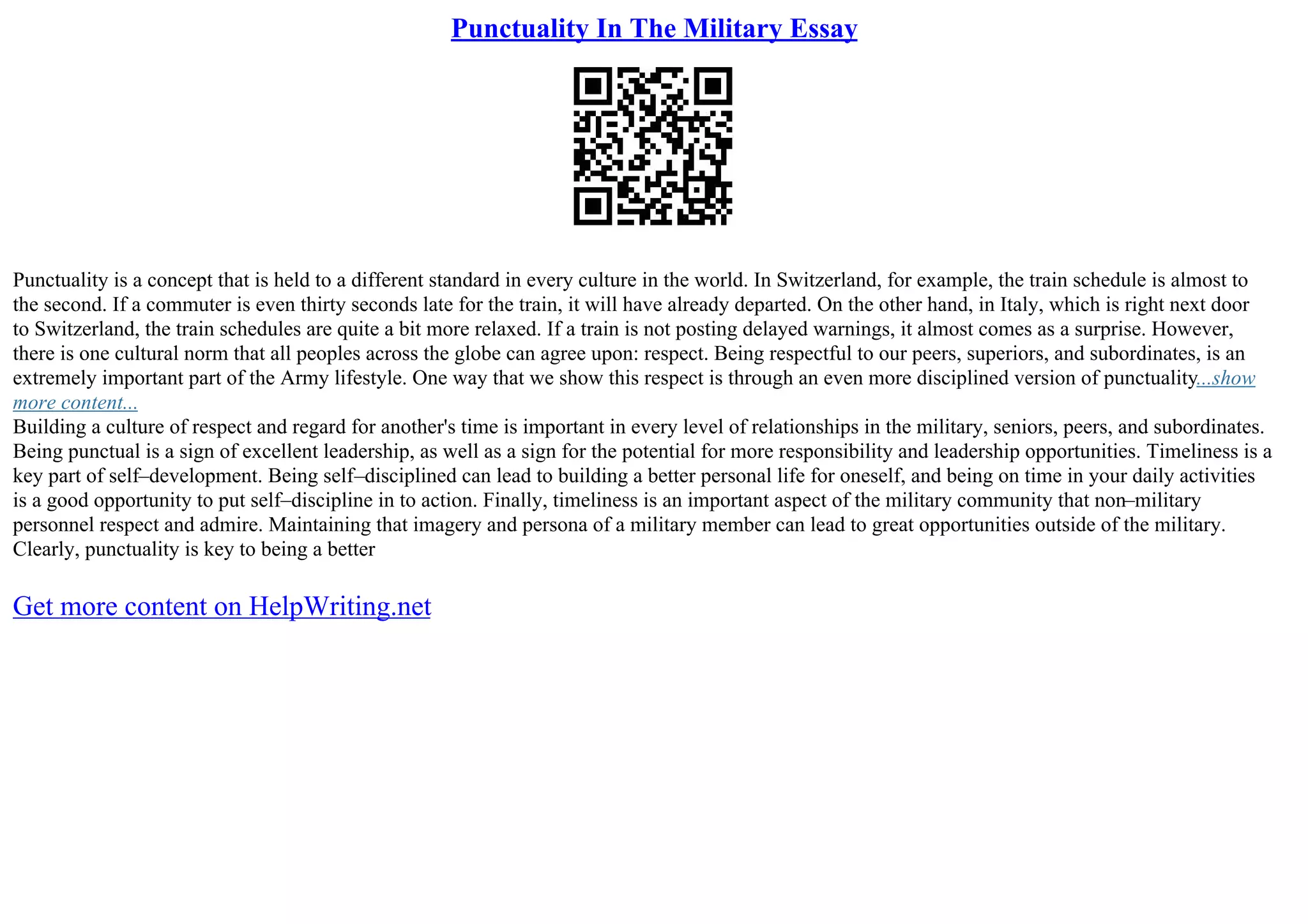 Reflection On Punctuality | PDF