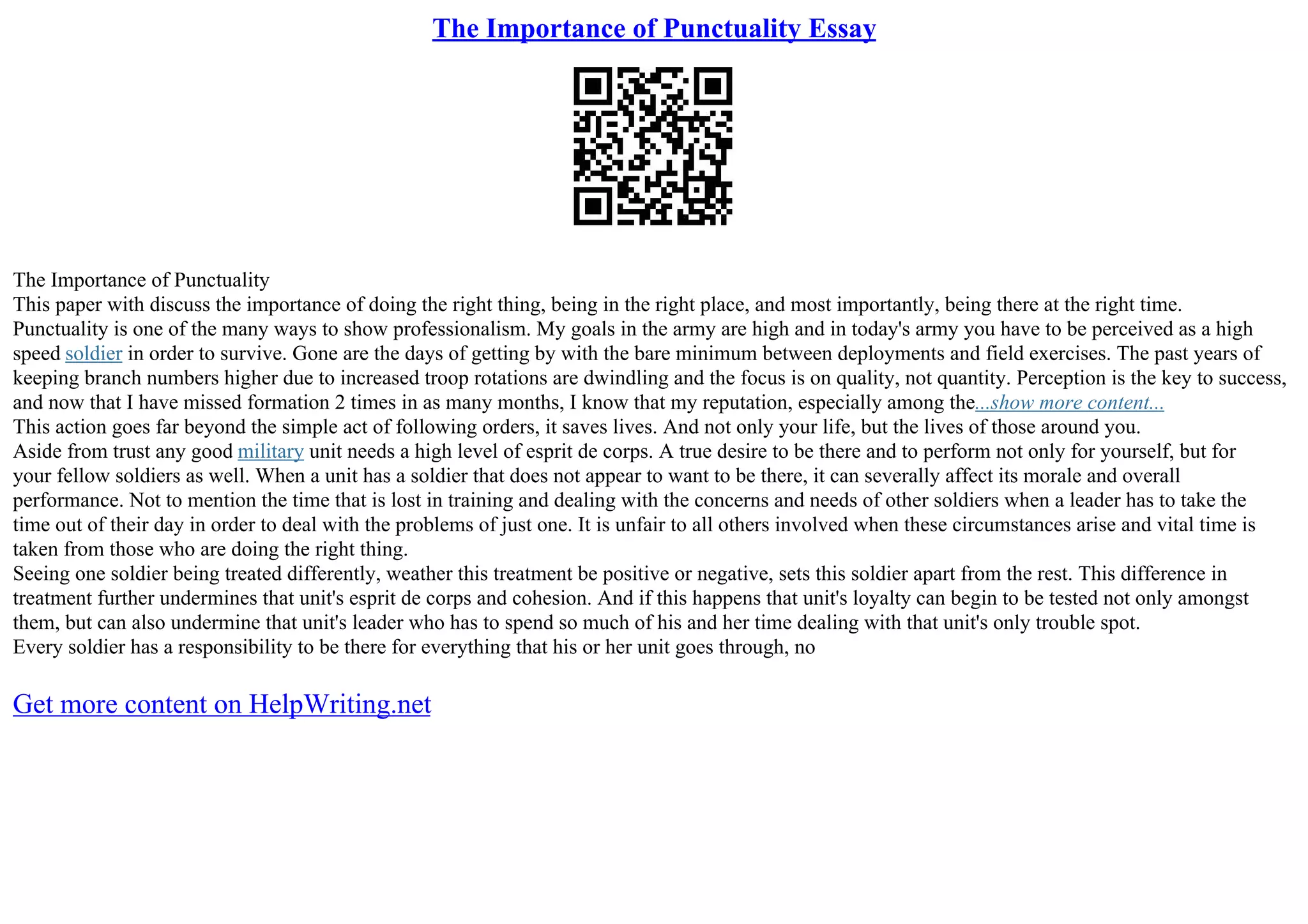 Reflection On Punctuality | PDF