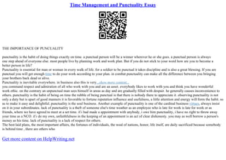Reflection On Punctuality | PDF