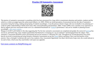 Reflection On Summative Assessment | PDF