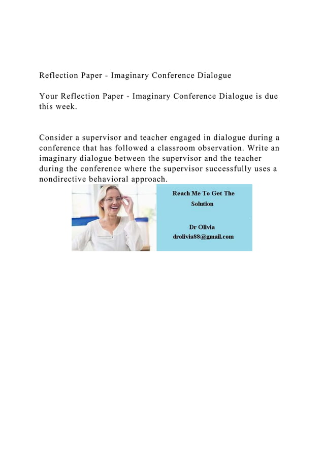 Reflection Paper - Imaginary Conference DialogueYour Reflect