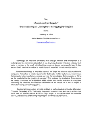 Reflection paper(about the ict) | DOCX