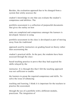 Reflection Paper April 2018 The module began with assessin.docx