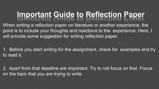 Get Reflection Paper Assignment Help | PPTX