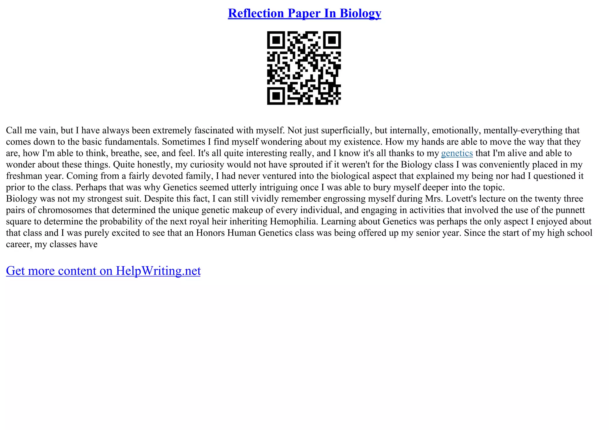 Reflection Paper In Biology | PPT