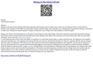 Reflection Paper In Biology | PPT