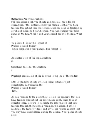 Reflection Paper InstructionsFor this assignment, you should com.docx | Educational Assessment ...
