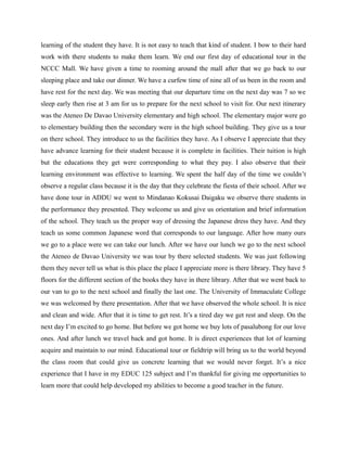 Reflection paper on_educational_tour | PDF