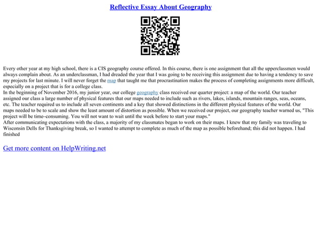 Reflection Paper On Geography | PPT