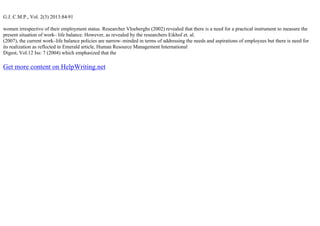 Reflection Paper On Work Life Balance | PDF