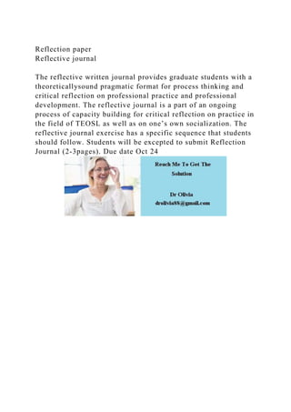 Reflection paperReflective journalThe reflective written journ.docx