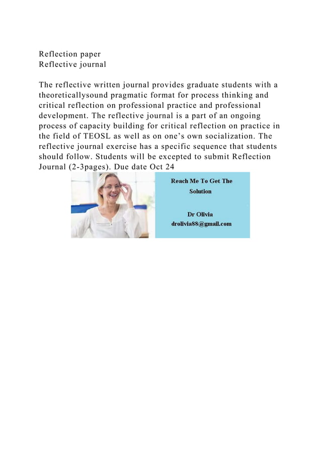 Reflection paperReflective journalThe reflective written journ.docx | Postgraduate Education ...