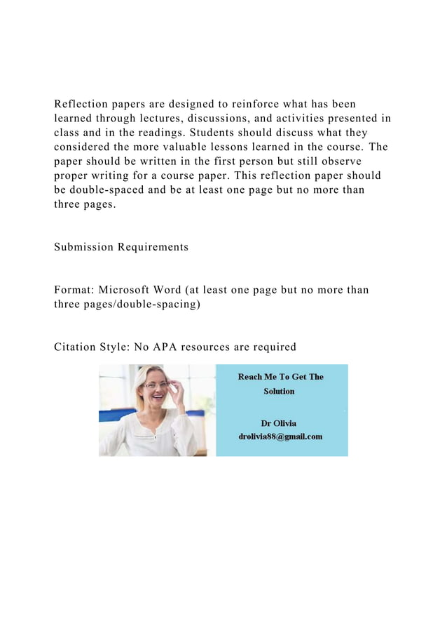 Reflection papers are designed to reinforce what has been learne.docx