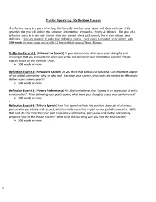 Reflection Essay Packet | DOCX | Homework and Study | Education