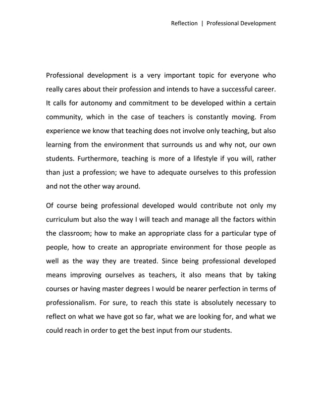 Reflection Professional Development | PDF