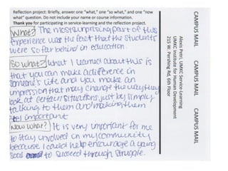 UMKC Service-Learning Reflection Postcard Project | PPT