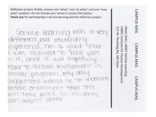 UMKC Service-Learning Reflection Postcard Project | PPT