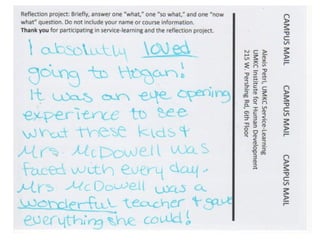 UMKC Service-Learning Reflection Postcard Project | PPT
