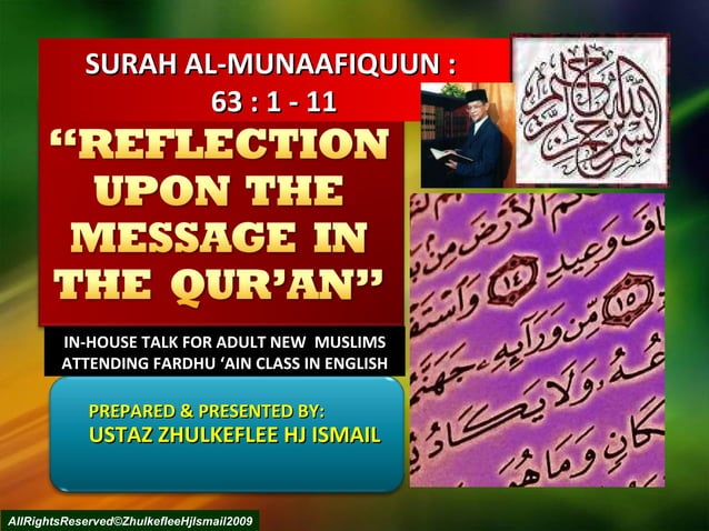 Reflection Quran Surah Munafiqun(63)I | PPT