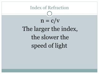 Reflection refraction and light 2010 | PPT