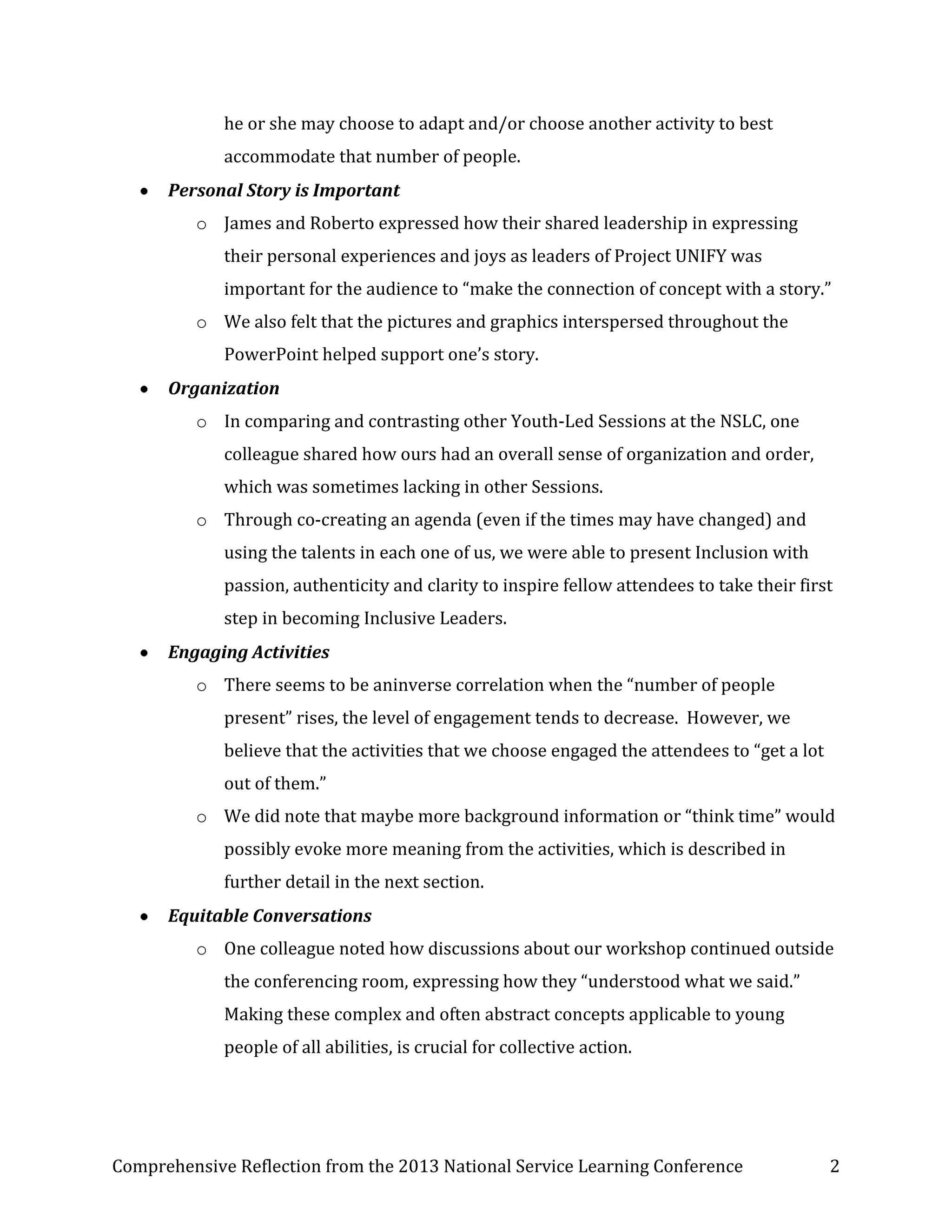 Reflection Resource from the 2013 National Service Learning Conference ...