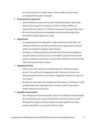 Reflection Resource from the 2013 National Service Learning Conference ...