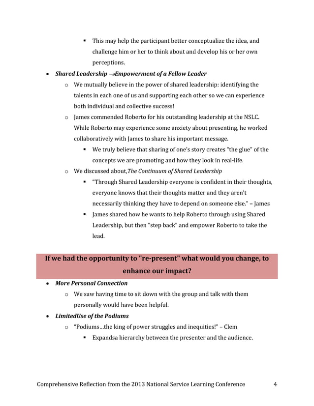 Reflection Resource from the 2013 National Service Learning Conference ...