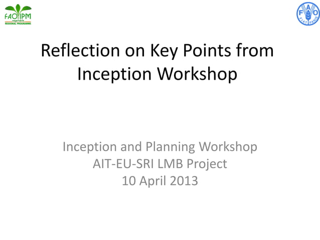 Reflection on Key Points from Inception Workshop | PDF