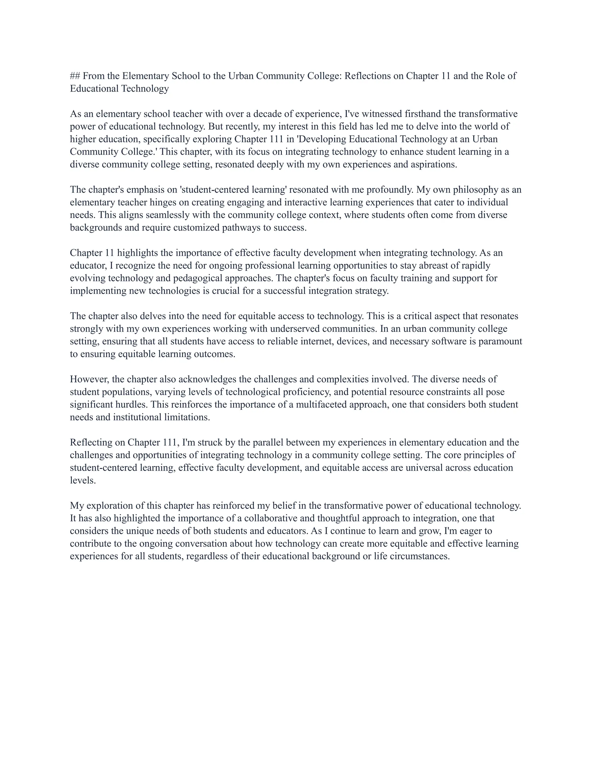 Reflections on Educational Technology topics under Dr. Hannah.docx