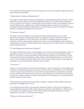 Reflections on Educational Technology topics under Dr. Hannah.docx