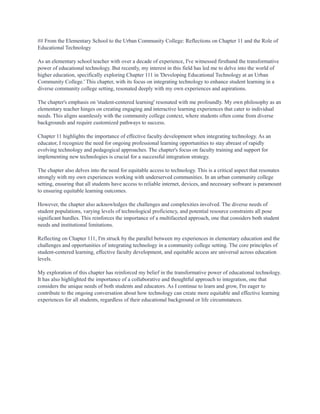 Reflections on Educational Technology topics under Dr. Hannah.docx