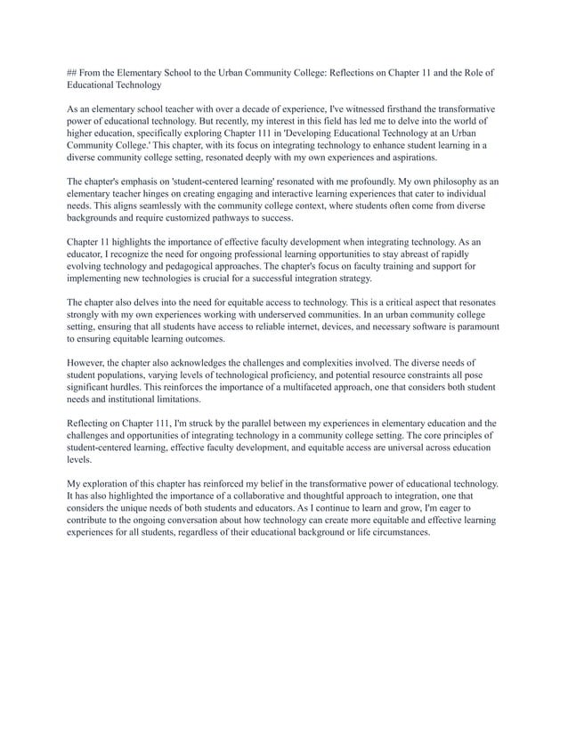 Reflections on Educational Technology topics under Dr. Hannah.docx