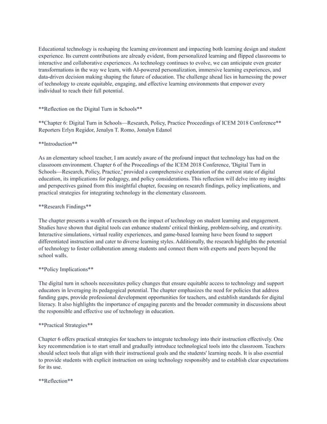 Reflections on Educational Technology topics under Dr. Hannah.docx