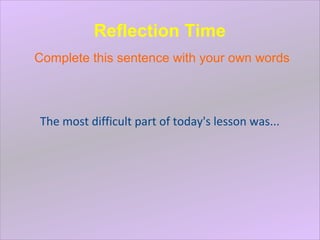 Plenary Activity Reflection Time | PPT