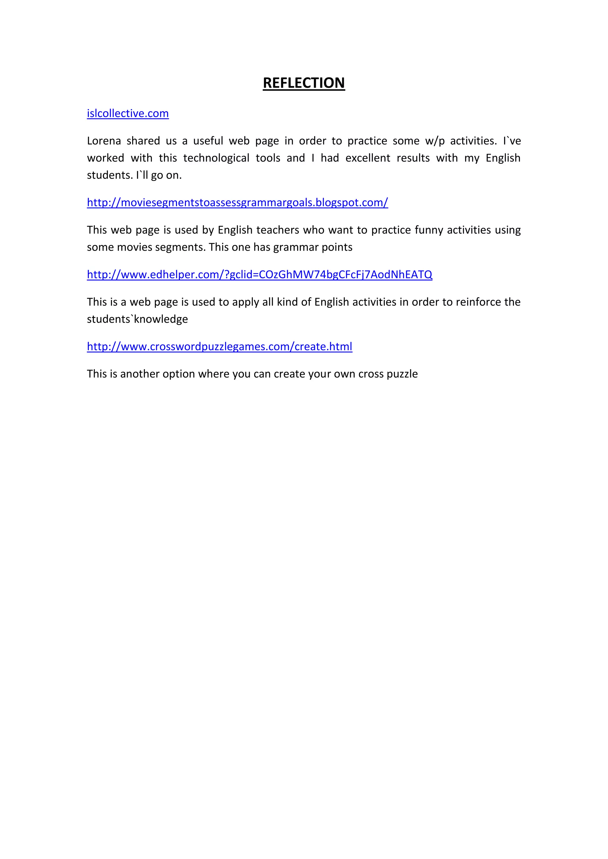 Reflection web pages mayra | PDF