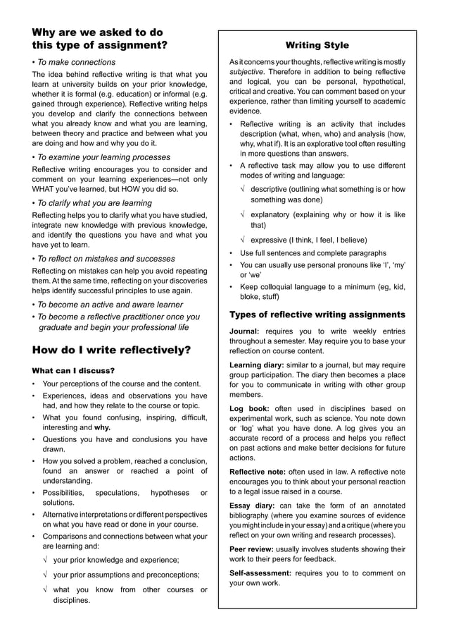 Reflective writing | PDF