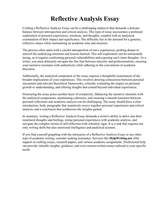Reflective Analysis Essay | PDF