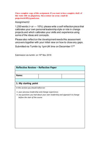 Reflective Essay assessment template | DOCX