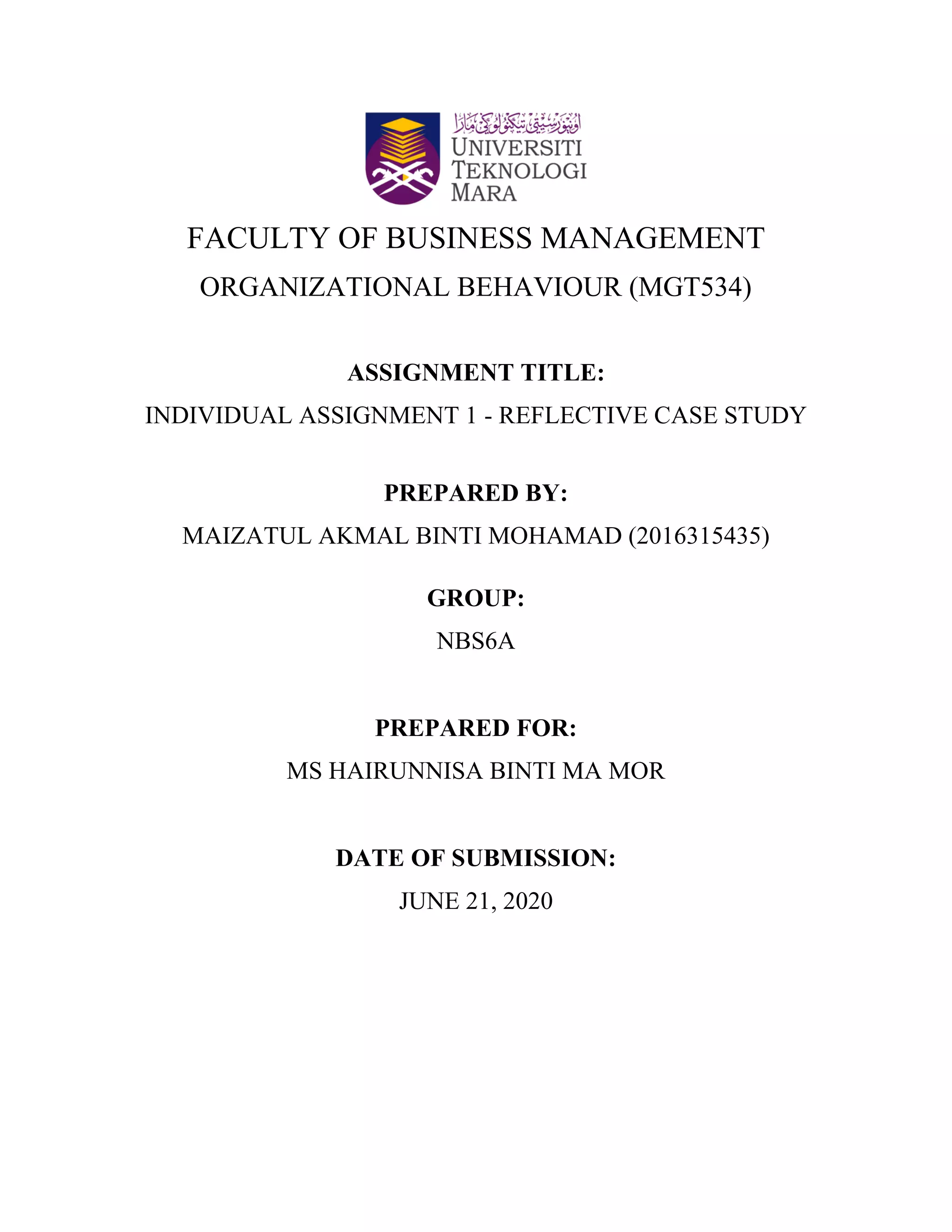 Reflective Case Study - OBSERVATION ON THE 2019 NOVEL CORONAVIRUS ...