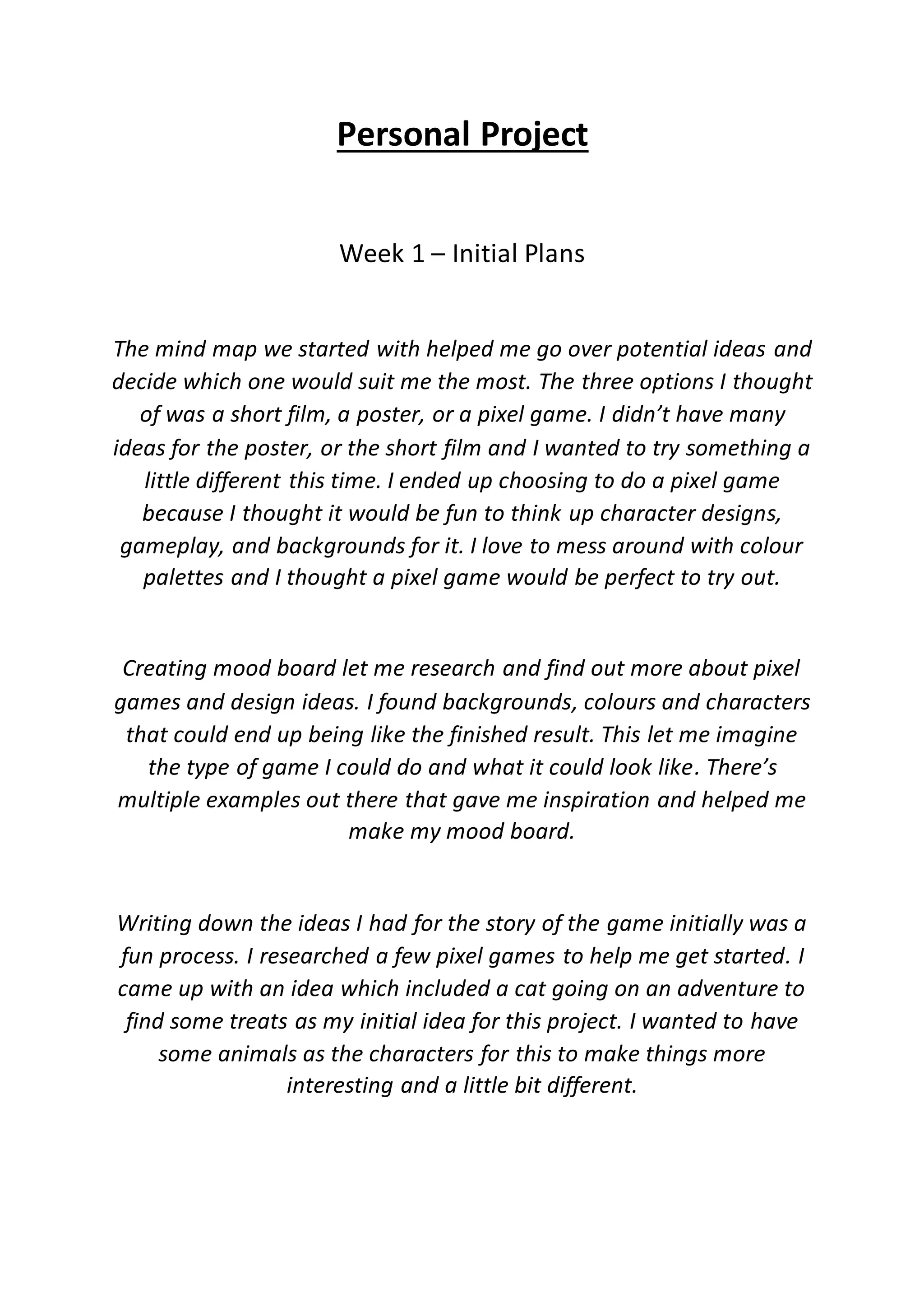 Reflective dairy - personal project | DOCX