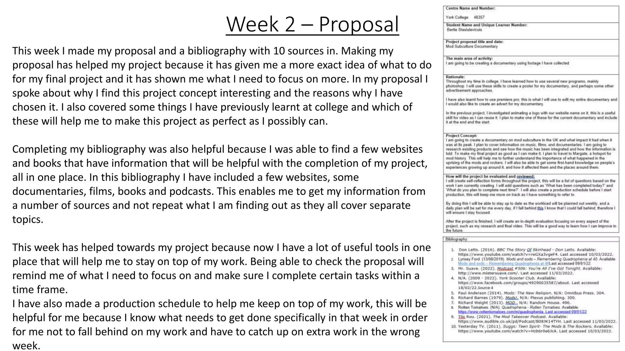 Reflective diary | PPTX | Video Production | Content Production