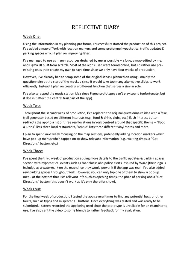 REFLECTIVE DIARY.docx | Computer Software and Applications | Computing