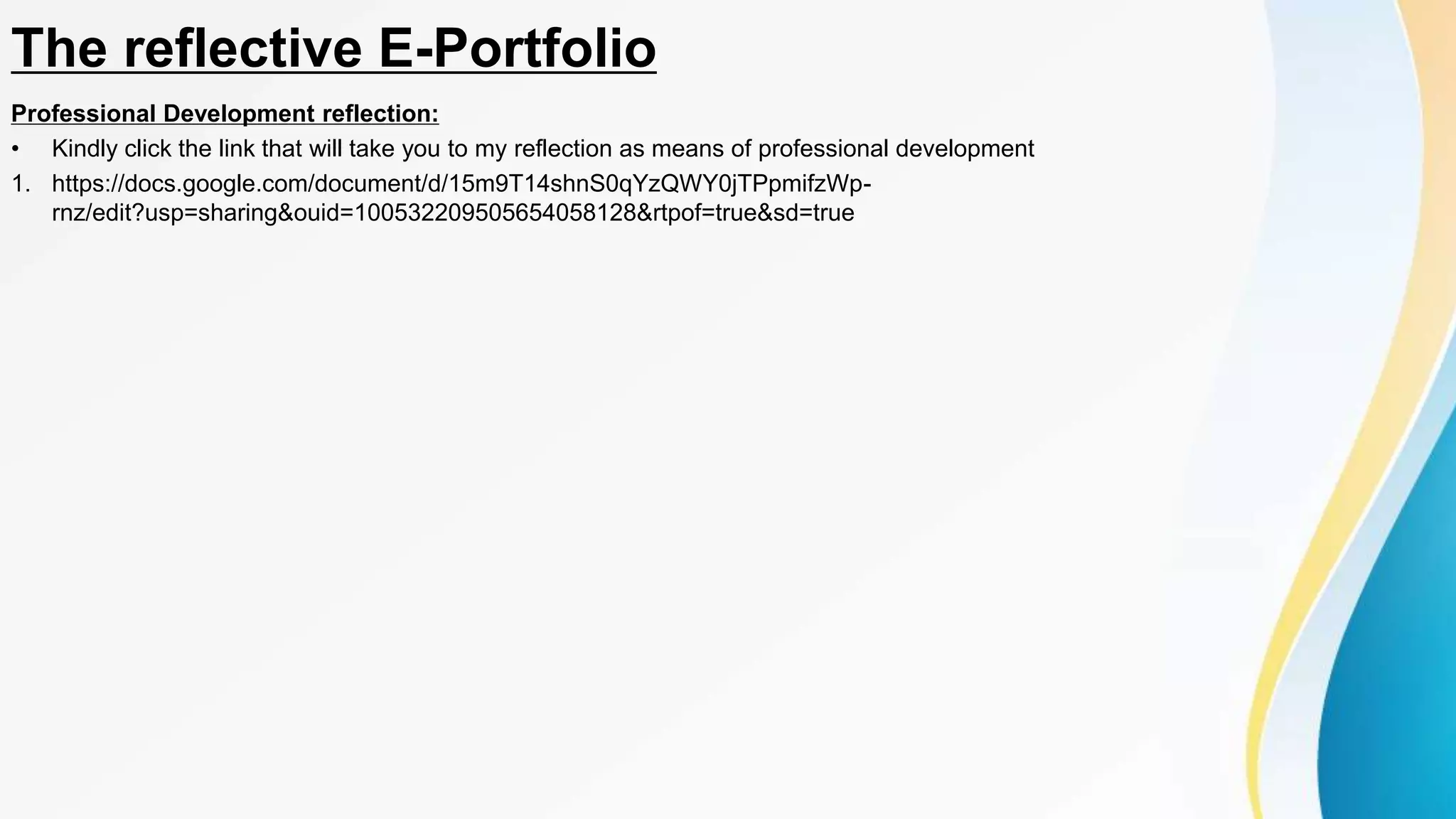 Reflective e portfolio | PPTX